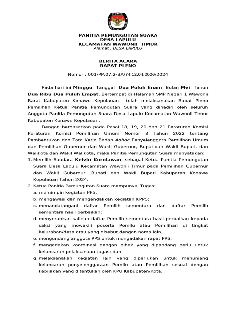 BA_Pemilihan Ketua PPS-1 | PDF