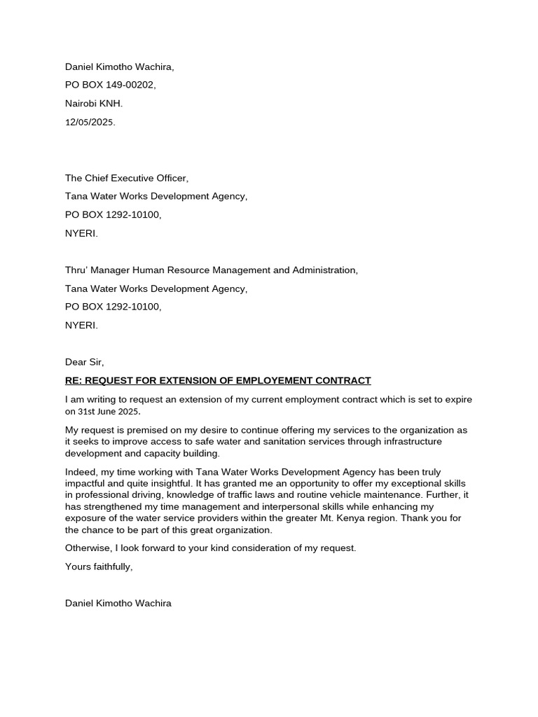 Employment Contract Extension Request | PDF