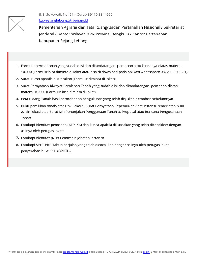 Unduh Standar Pelayanan - Permohonan SK Pemberian Hak Pakai Instansi ...