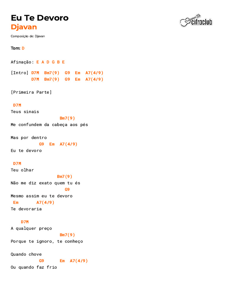 Cifra Club - Djavan - Eu Te Devoro Document | PDF