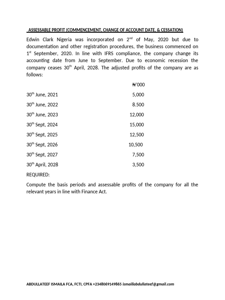 Assessable Profits Calculation Guide | PDF