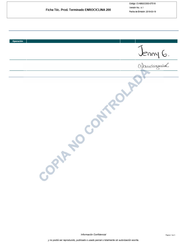 Ficha Técnica PT ENROCICLINA 200-4.1 ST018 | PDF | Micoplasma | Microbiología