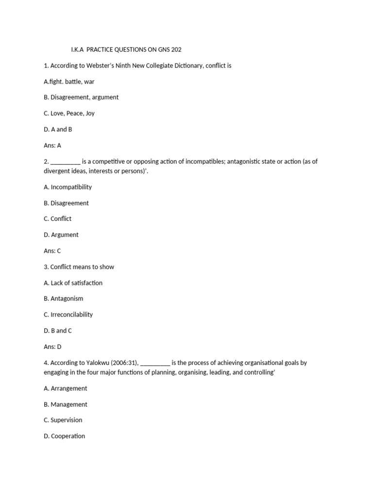 Practice Questions On GNS 202 | PDF | Citizenship | Knowledge