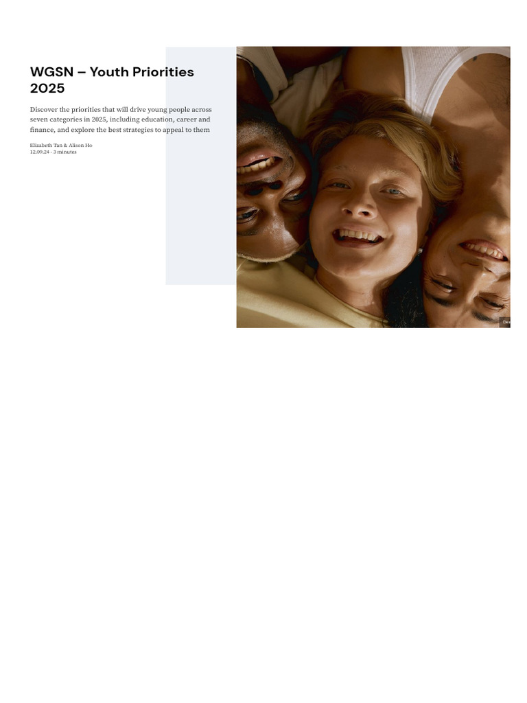 WGSN - Youth Priorities 2025 - WGSN Insight | PDF | Loneliness | Economies