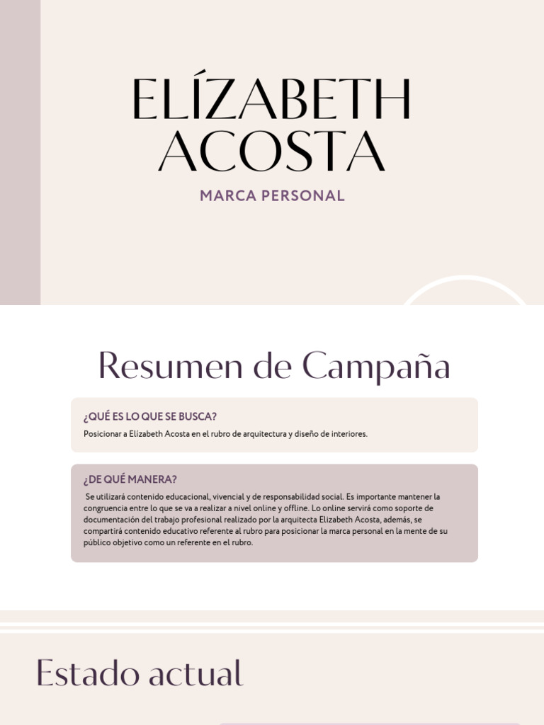 Elizabeth Acosta - Marca Personal - PPT | PDF
