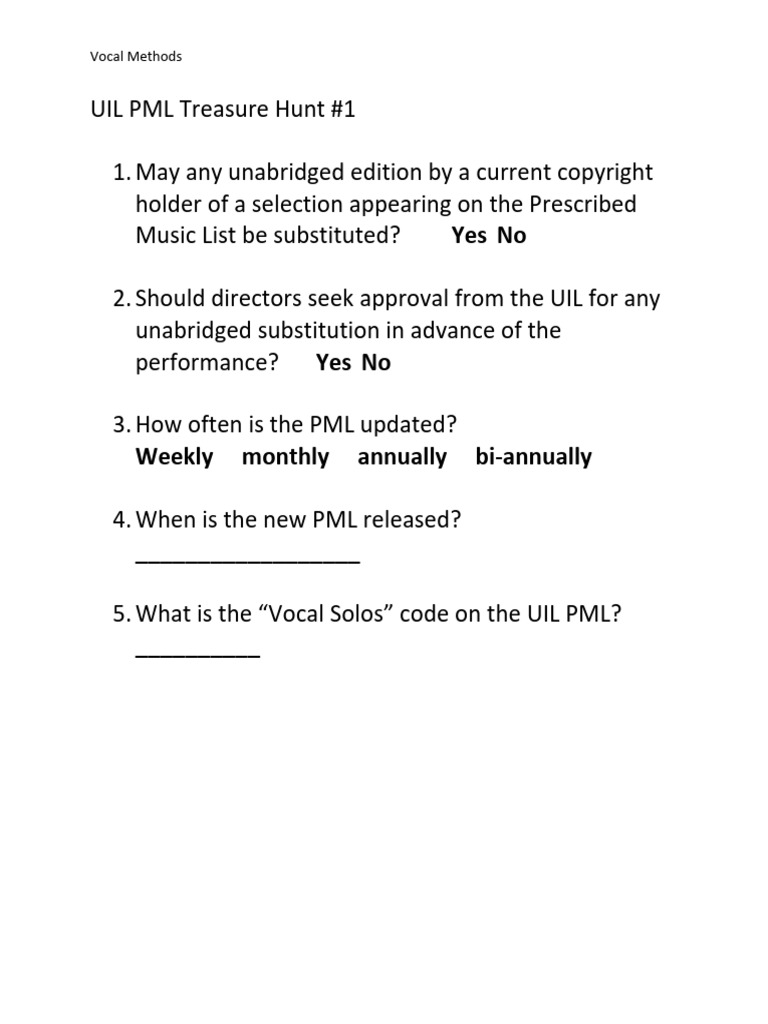 UIL PML tHunt 1 | PDF