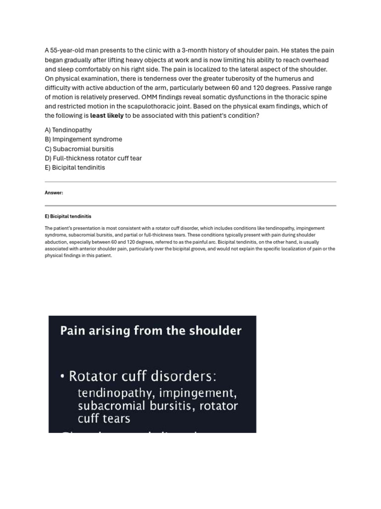 Osteopathic Approach To Shoulder Lecture & Lab Questions | PDF ...