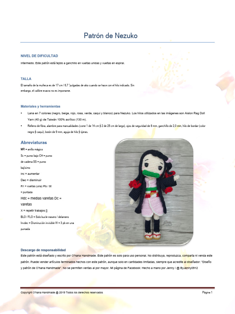 Patrón de Ganchillo Nezuko | PDF | Costura | Textiles