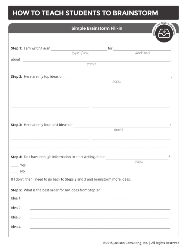 Simple Brainstorm Fill in | PDF | Group Processes | Organizational Behavior