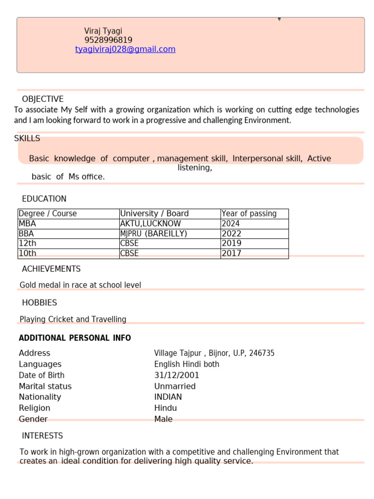 Viraj Tyagi - Resume New.10 | PDF