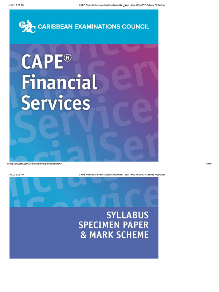 CAPE Financial Services Syllabus PDF | PDF