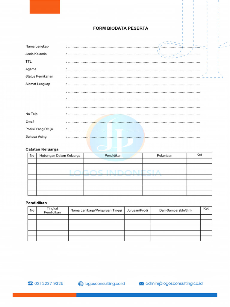 Form Biodata Logos Indonesia | PDF