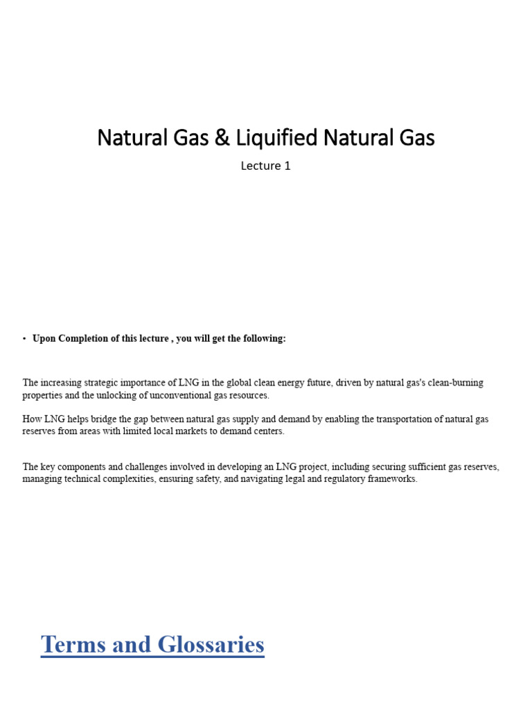 Lecture 1 Natrual Gas and LNG | PDF | Natural Gas | Liquefied Natural Gas