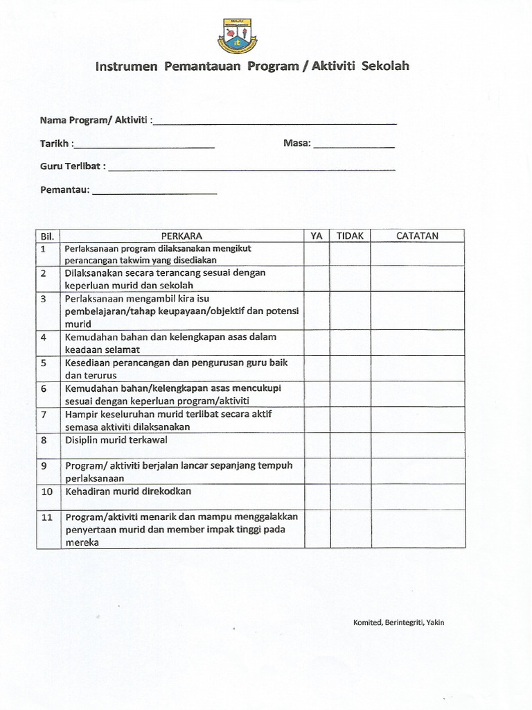Instrumen Penilaian Program | PDF