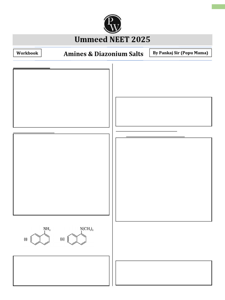 Amines & Diazonium Salts (Workbook + Self Assessment + Practice ...