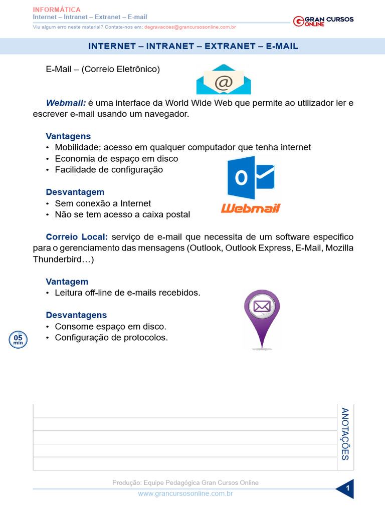 Aula 224 Internet Intranet Extranet e Mail | PDF | Internet | Rede de computadores