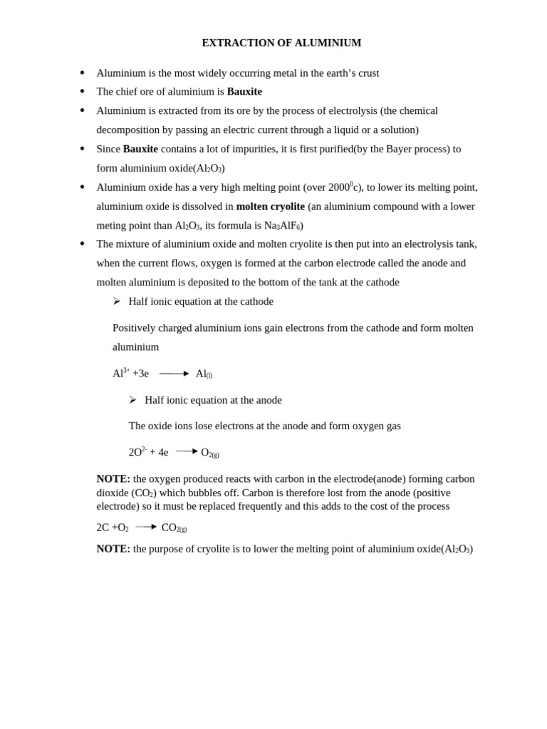 Aluminium Extraction and Properties Guide | PDF | Aluminium | Oxide