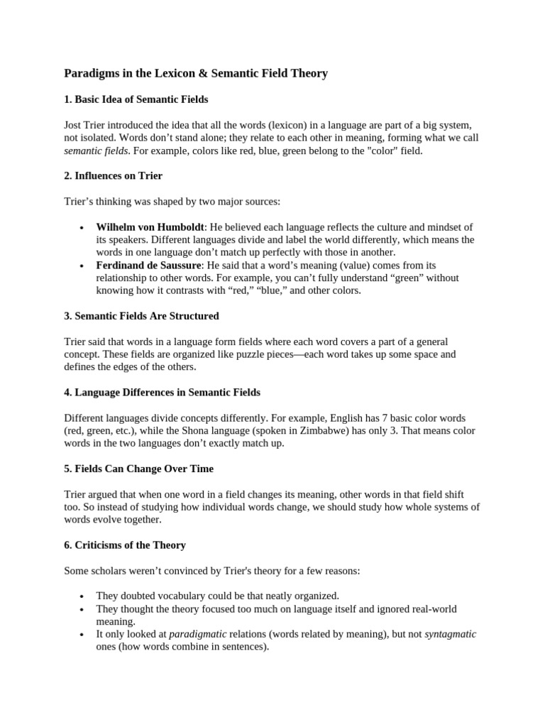 Paradigms in the Lexicon | PDF | Semantics | Word