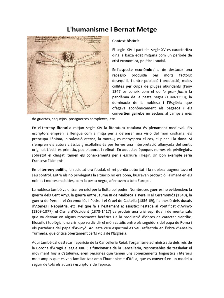 L'Humanisme i Bernat Metge | PDF