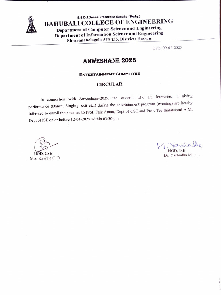 Anweshane Entertainment Committee Program Participation | PDF