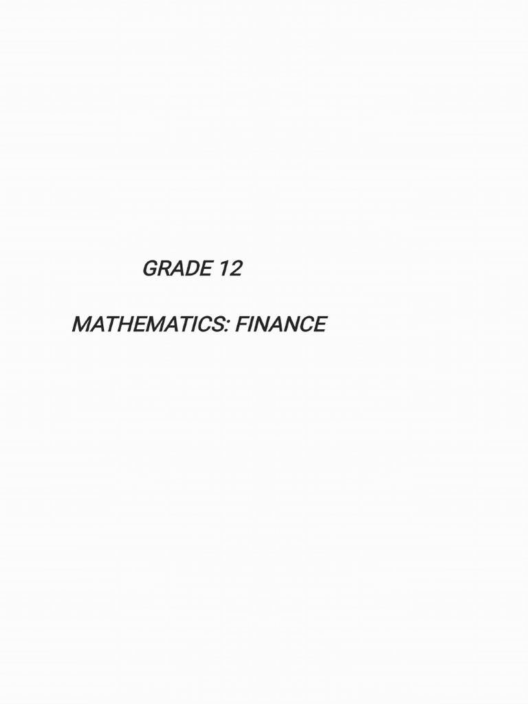 Grade-12 Mathematics Finance | PDF