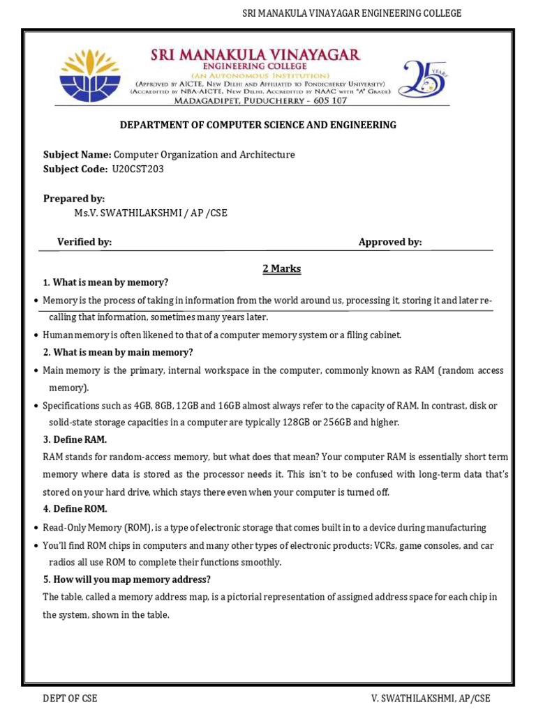 COA UNIT 3 & 4 | PDF | Computer Data Storage | Input/Output