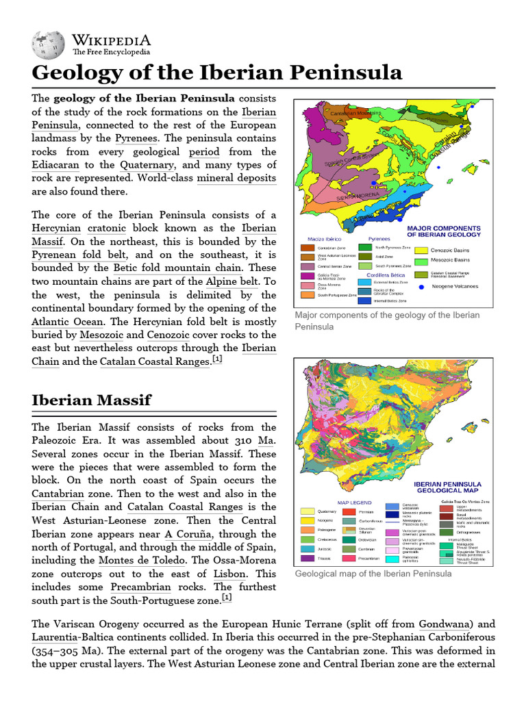 Geology of the Iberian Peninsula - Wikipedia | PDF | Rocks | Geology