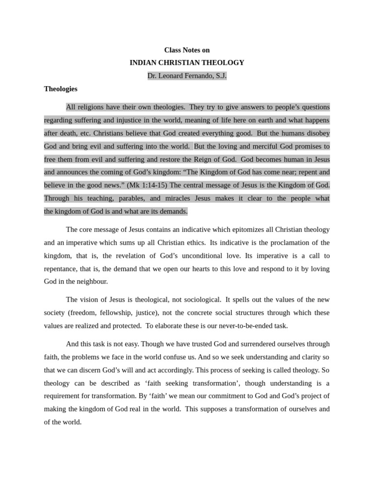 Indian Christian Theology by Leonard | PDF | Jesus | Theology