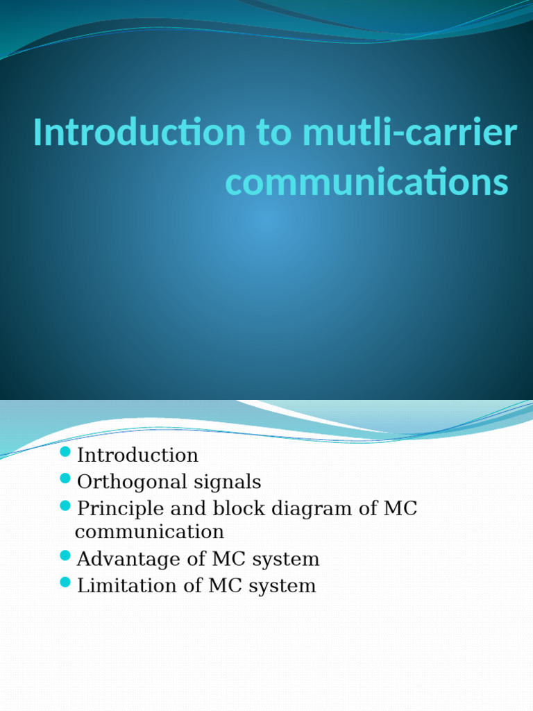 Multi Carrier PPT Group Assignment | PDF | Modulation | Radio