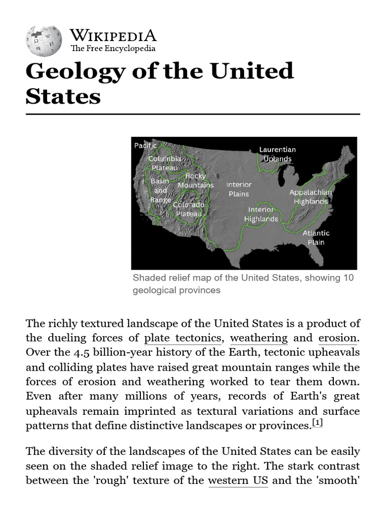Geology of The United States - Wikipedia | PDF | Volcano | Plate Tectonics