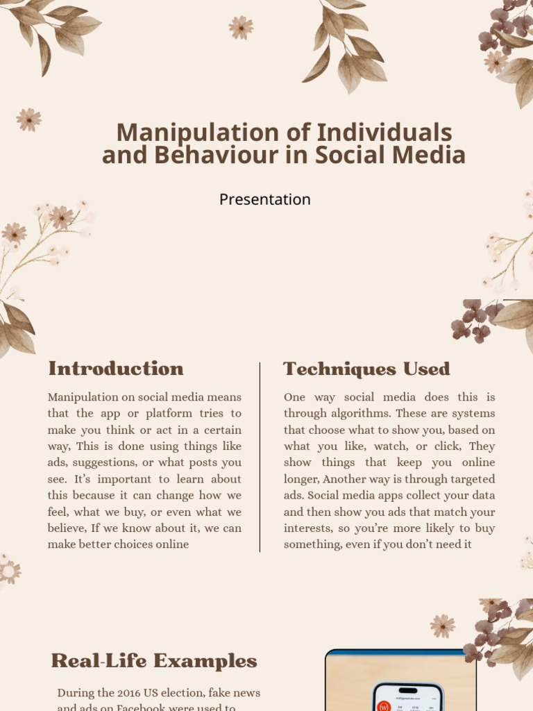 Manipulation of Individuals and Behaviour in Social Media | PDF