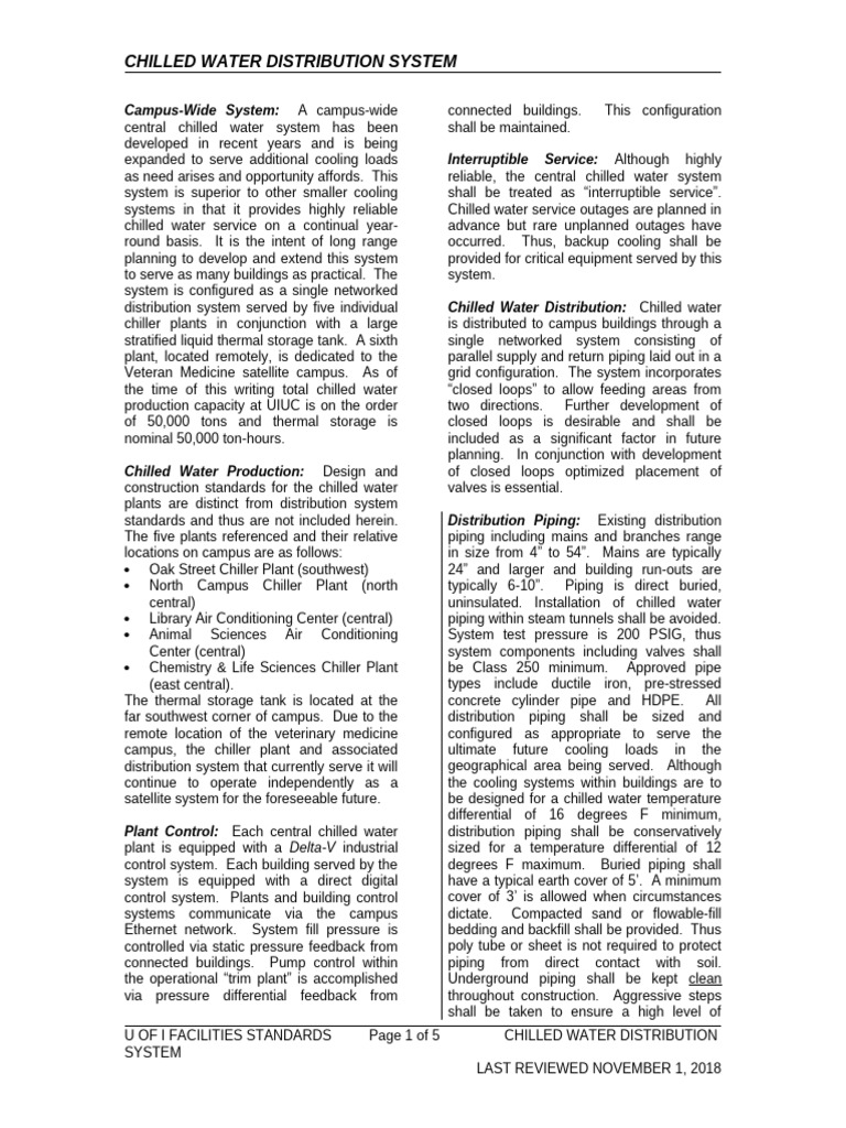 Chilled Water Distribution System | PDF | Valve | Water