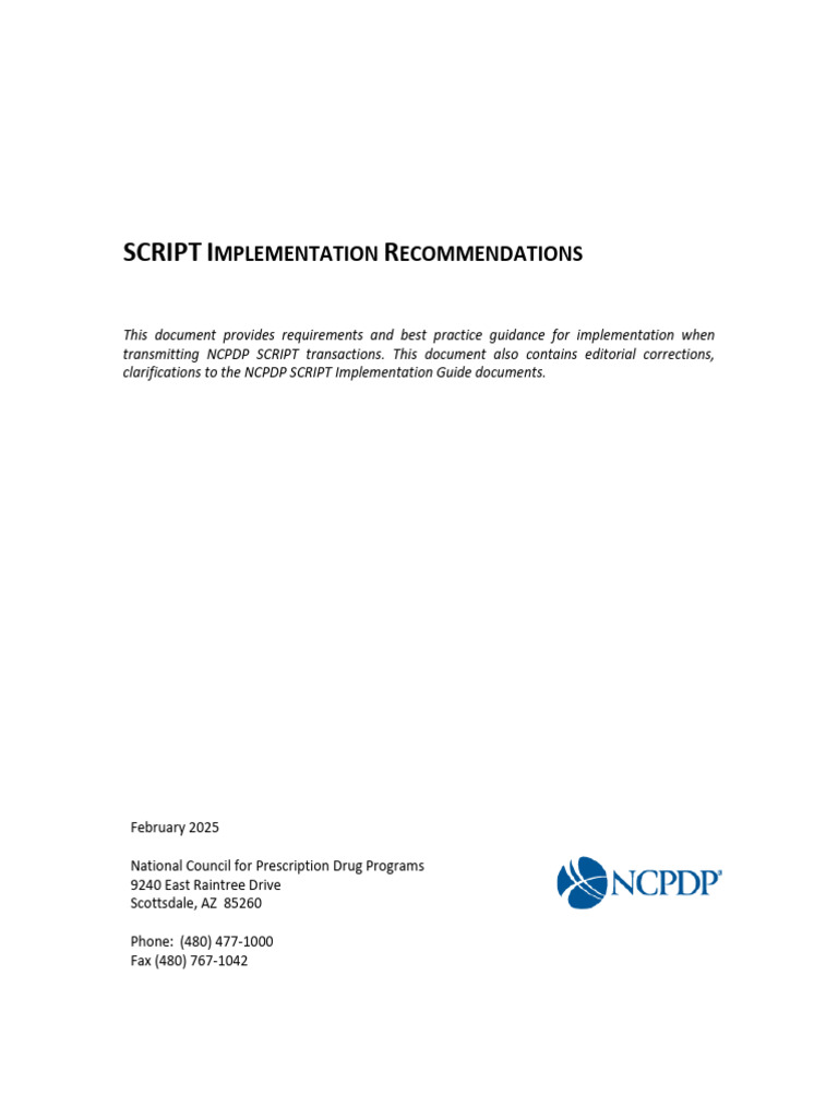 SCRIPT Implementation Recommendations | PDF | Medical Prescription ...