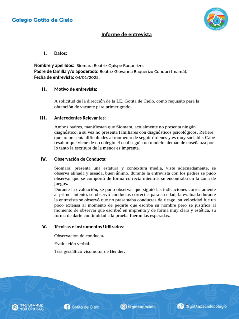 Informe Siomara | PDF | Comportamiento | Aprendizaje