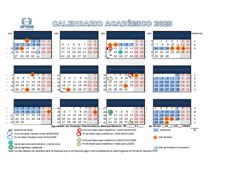 Calendario Académico 2025 Aprobado CUExtraordinario 11 101024 | PDF