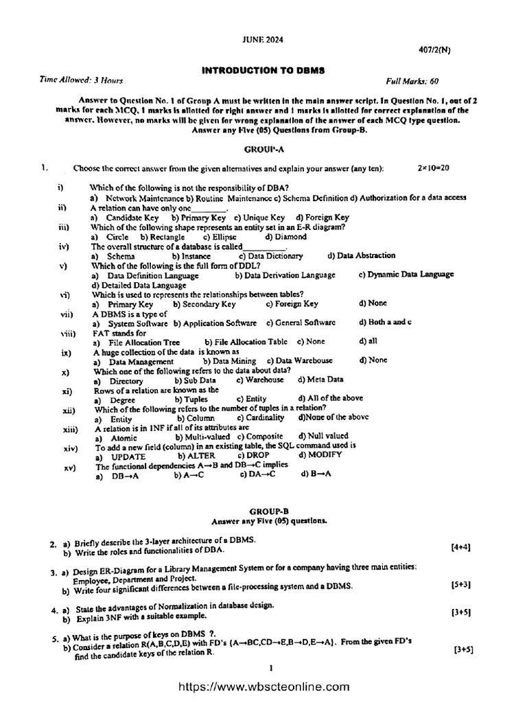 Introduction To DBMS Jun 2024 | PDF