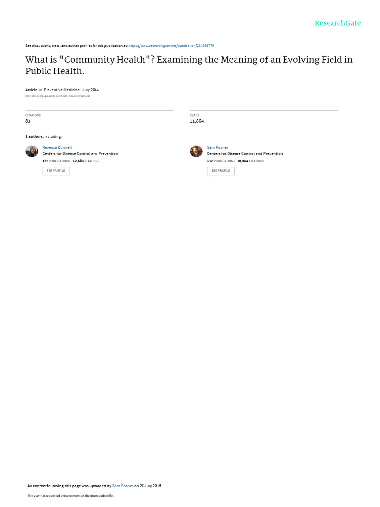 What Is Community Health Examining The Meaning of | PDF | Public Health ...