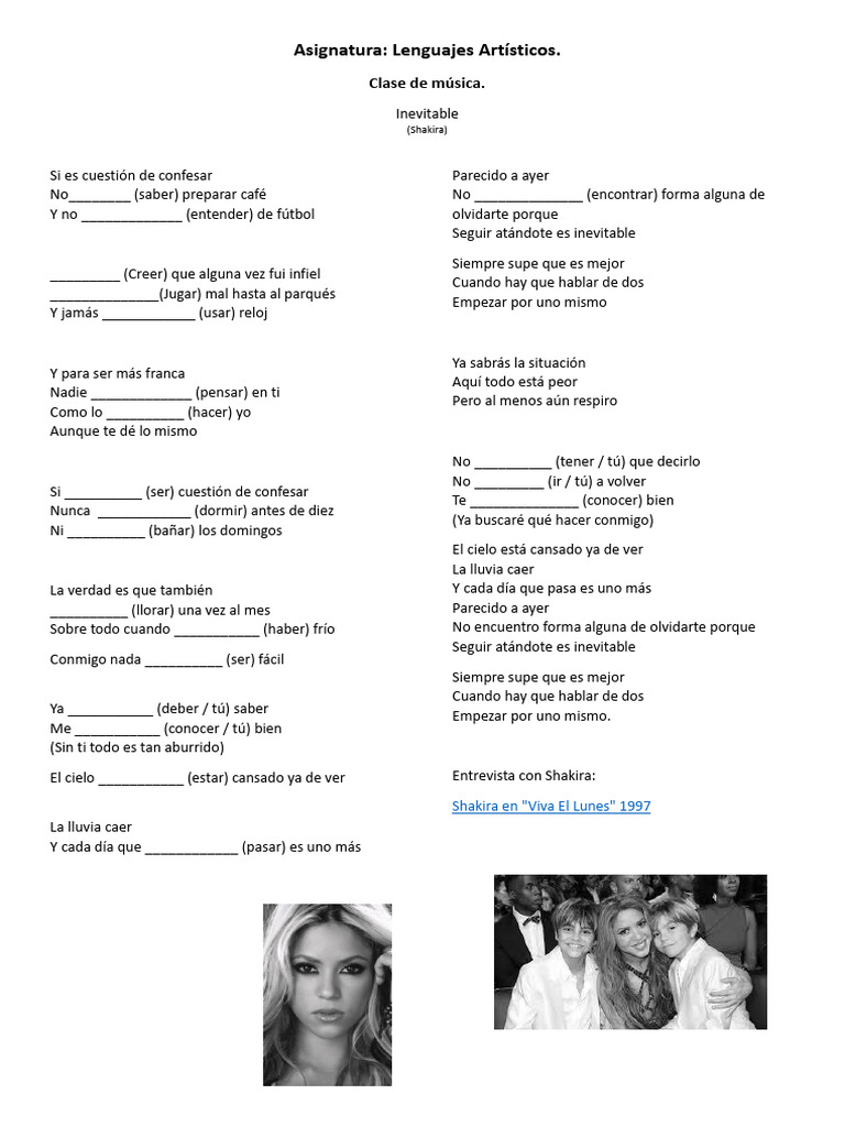 Clase de Musica Con Shakira | PDF