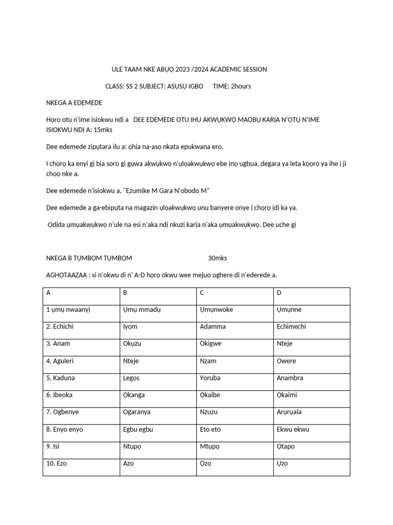SS2 2ND Term Past Questions | PDF