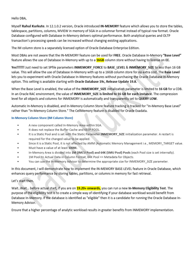 How To Implement IN - MEMORY - BASE - LEVEL | PDF | Databases | Information Retrieval