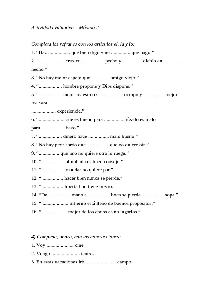 Artículo Neutro y Contracciones | PDF