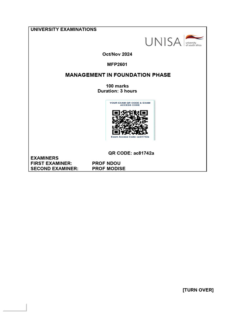 MFP2601 Octnov Exam 2024 | PDF | Plagiarism | Learning