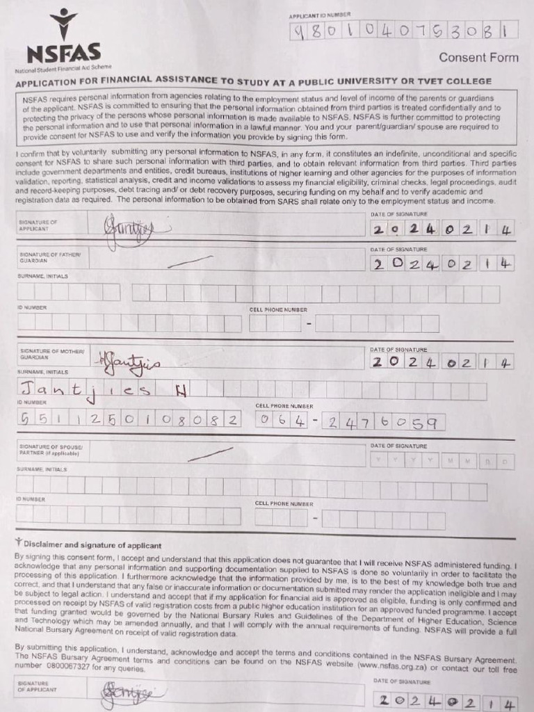 Nsfas Consent Form 2024 | PDF