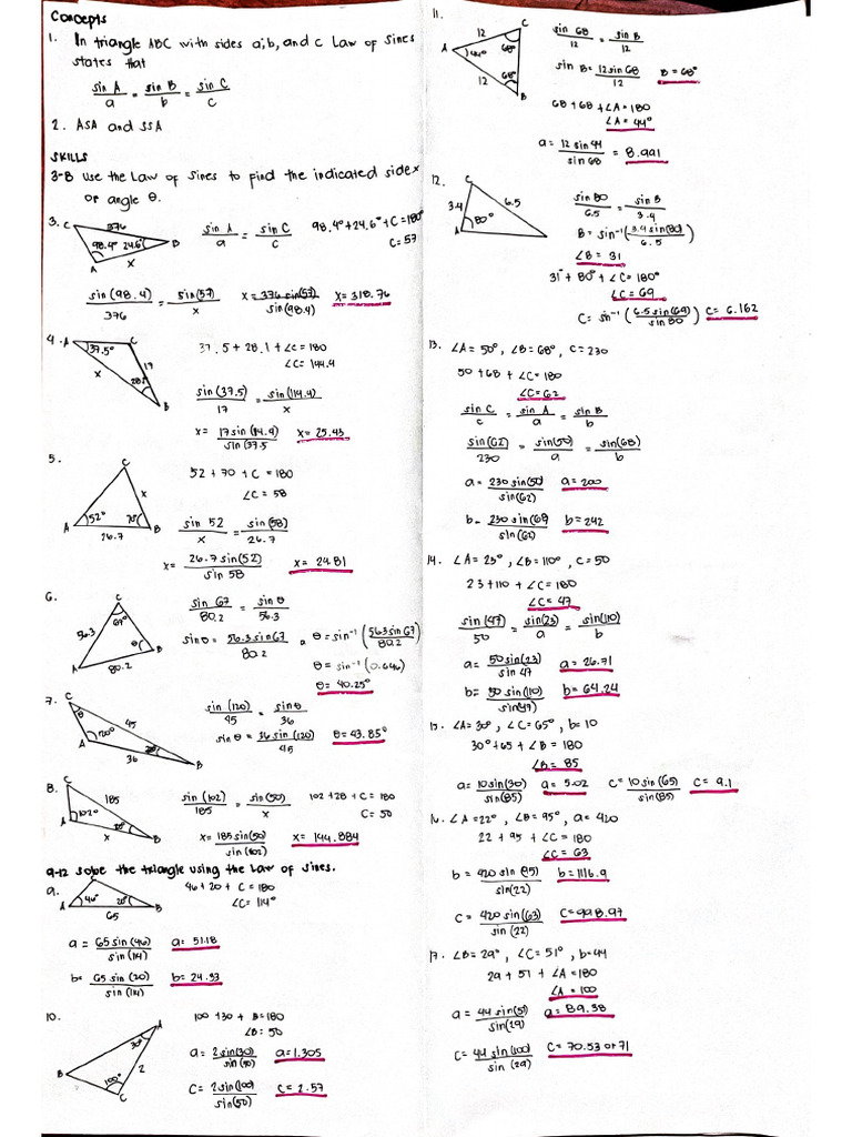 Law of Sines PS | PDF