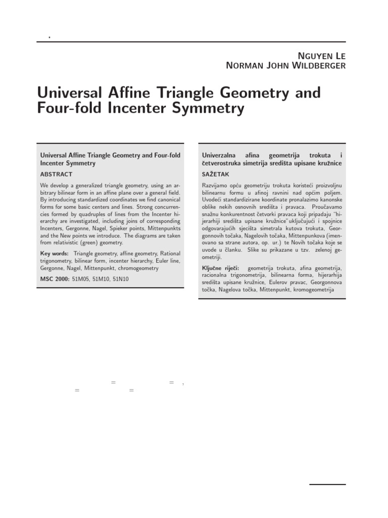 Universal Affine Triangle Geometry | PDF | Vector Space | Matrix ...