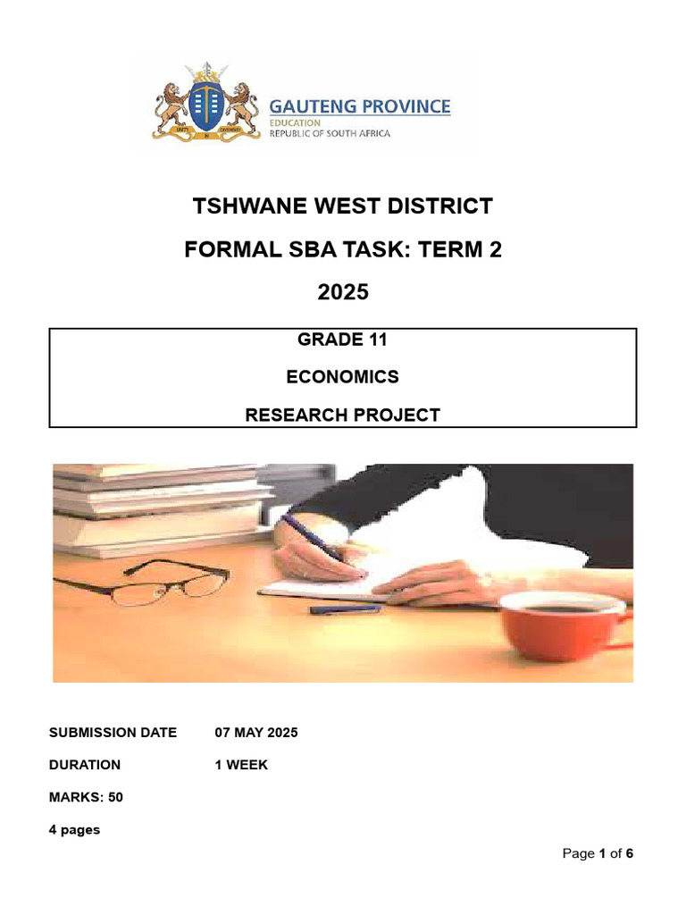 GR 11 ECON-RESEARCH PROJECT 2025 TSHWANE WEST | PDF | Question | Cognition