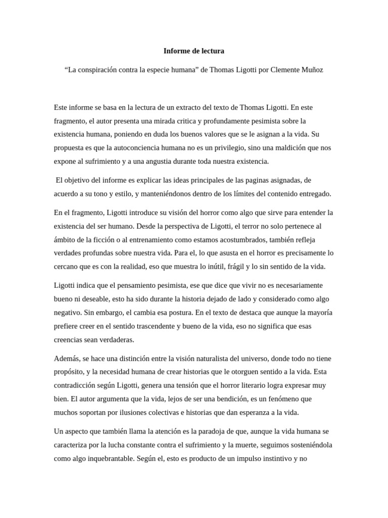 Th. Ligotti | PDF | Existencia | Sufrimiento