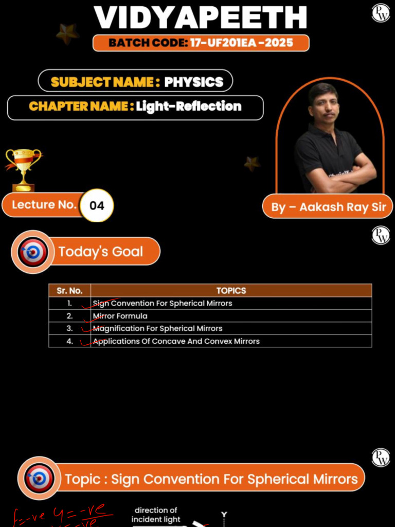 Light-Reflection and Refraction - 04 - Class Notes - 17-UF201EA 2025 | PDF