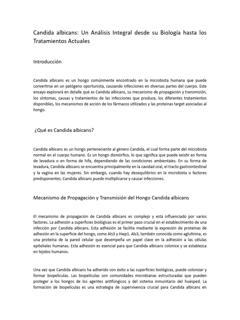 Tratamientos para Candidiasis Albicans | PDF | Candidiasis | Candida ...