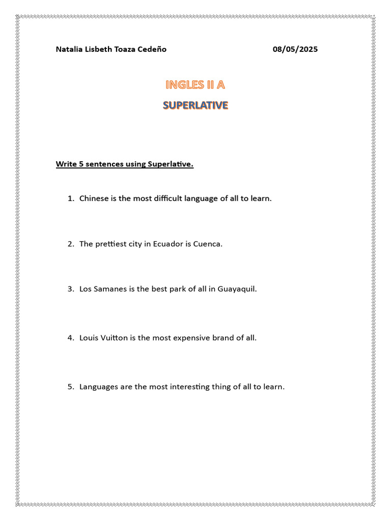 Superlative sentences | PDF